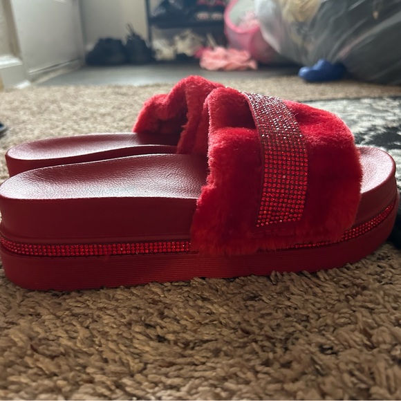 Rainbow | Shoes | Cute Red Bedazzled Platform Sandals Get Ready For The ...